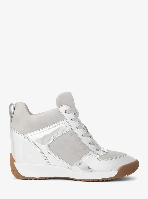 Michael Kors Nikko S2 Metallic Wedge Trainer In Size By