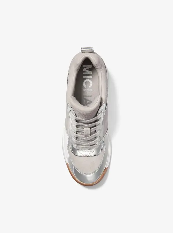 Michael Kors Nikko S2 Metallic Wedge Trainer In Size By