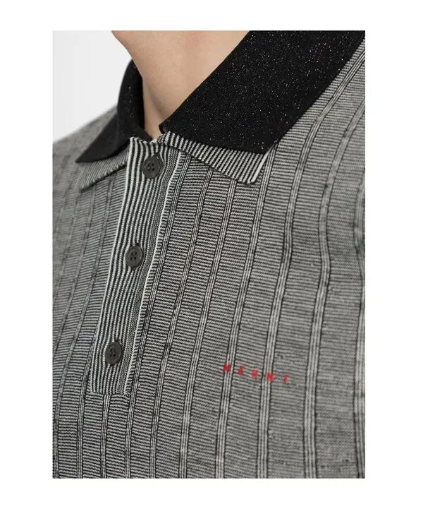 Marni Striped Long Sleeve Polo Shirt