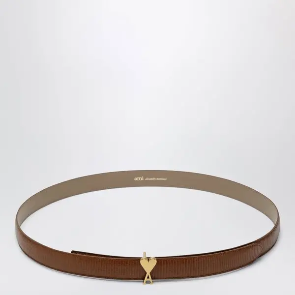 AMI Paris Cognac De Coeur Belt In Leather