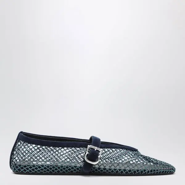 Alaïa Midnight Mesh Ballerinas With Rhinestones - Blue