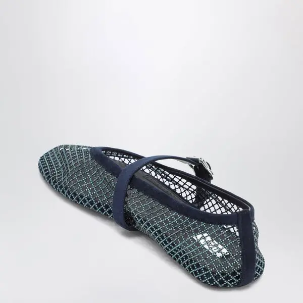Alaïa Midnight Mesh Ballerinas With Rhinestones - Blue