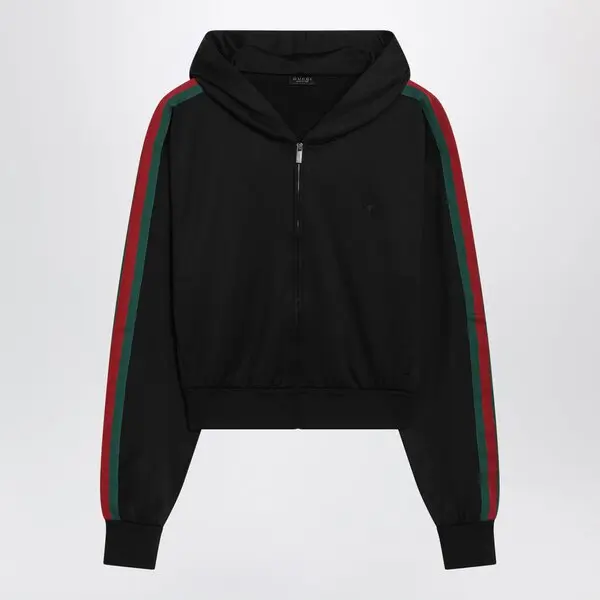 Gucci Cropped Zip-up Sweatshirt In Cotton Blend - Black