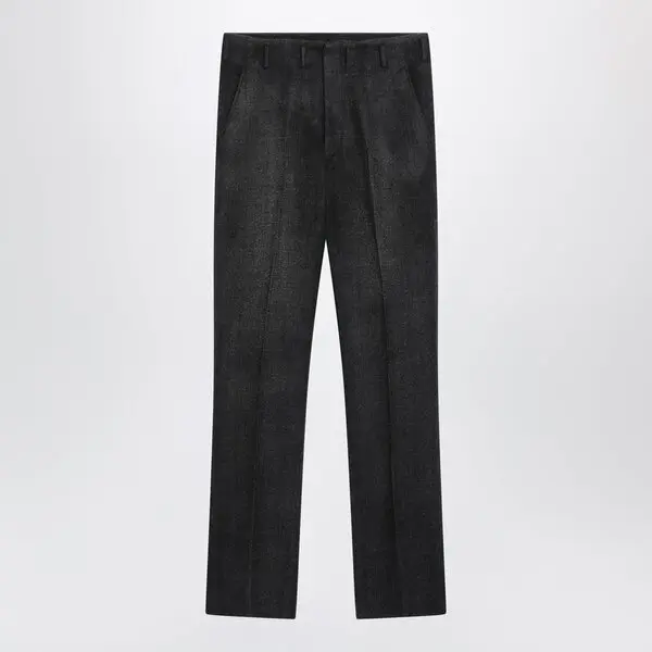 Prada Wool Trousers With Chevron Pattern - Black