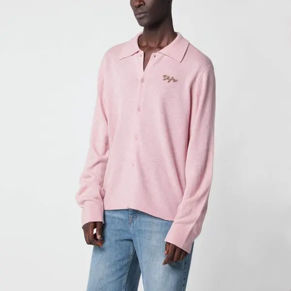 Séfr Shirt-style Cardigan In Wool Blend - Pink