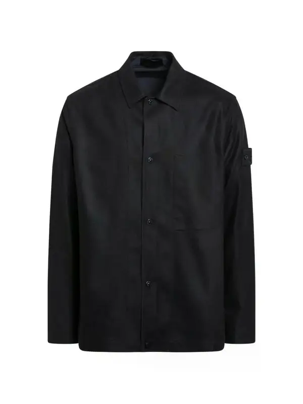 Stone Island 1200020 Wool-nylon Flannel_s.i. Ghost Overshirt - Black