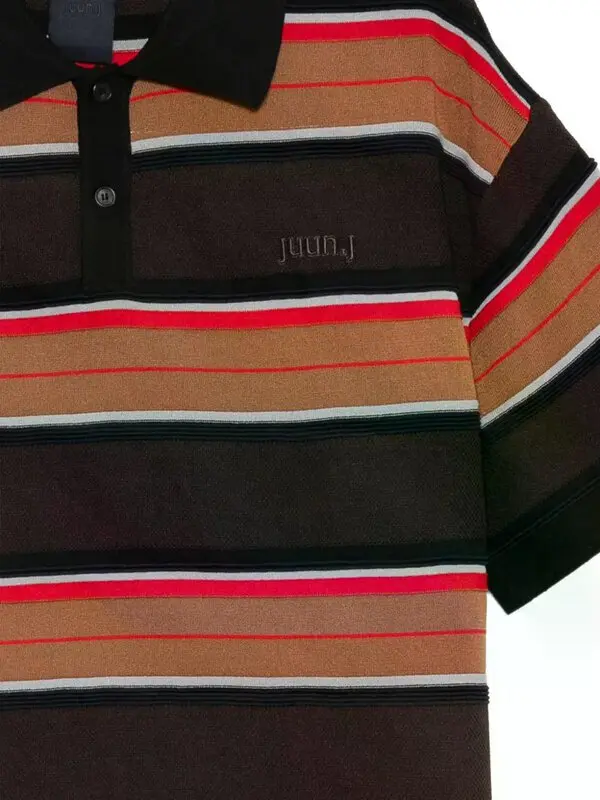 JUUN.J Striped Short-sleeve Polo Shirt