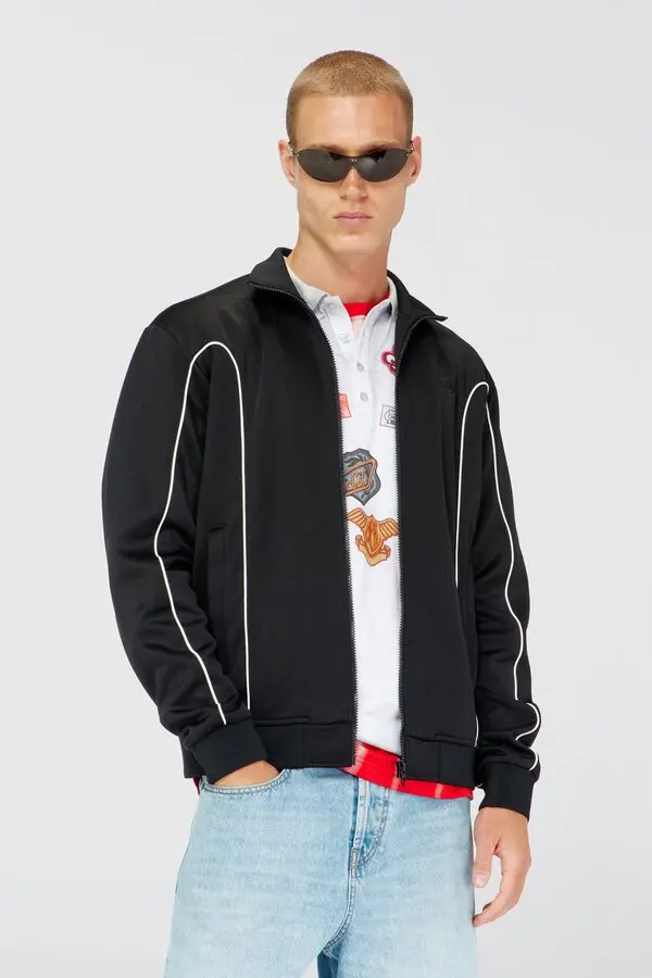 DIESEL® Sweat Fabric Track Jacket With Contrast Piping