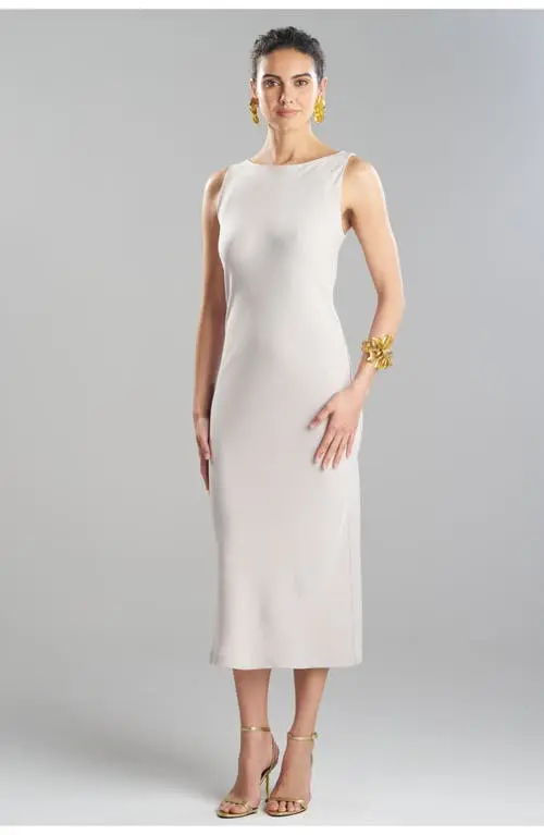 Natori Stretch Crepe Tank Column Dress - Pearl