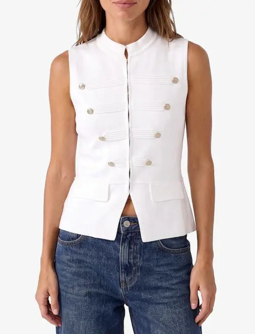 Koton Mandarin Collar Knit Vest With Decorative Buttons