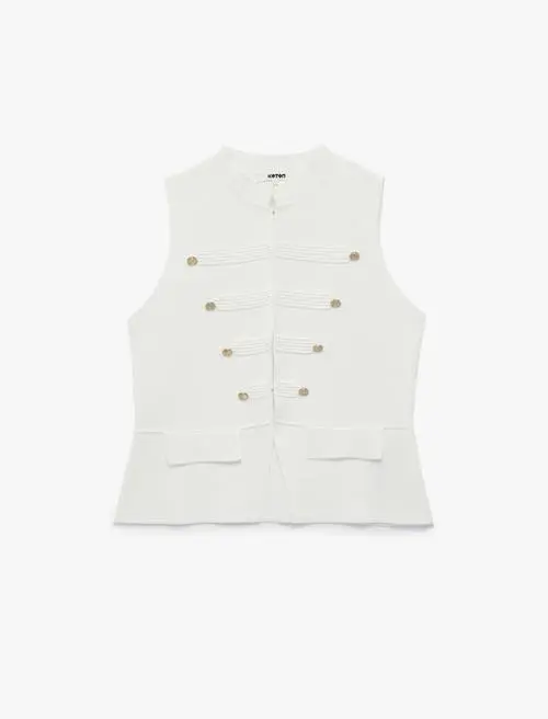 Koton Mandarin Collar Knit Vest With Decorative Buttons