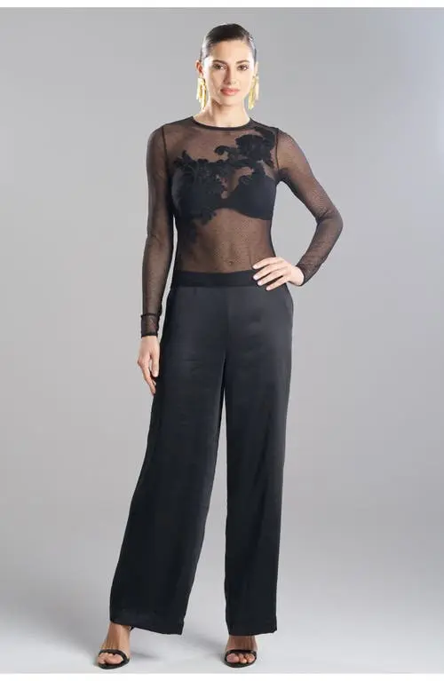 Natori Mesh Lace Applique Mesh Top