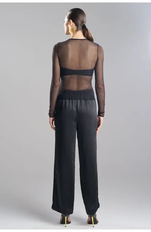 Natori Mesh Lace Applique Mesh Top