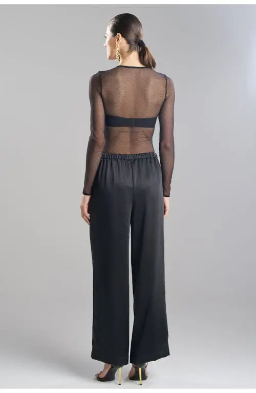 Natori Luxe Satin Wide Leg Pull On Pants