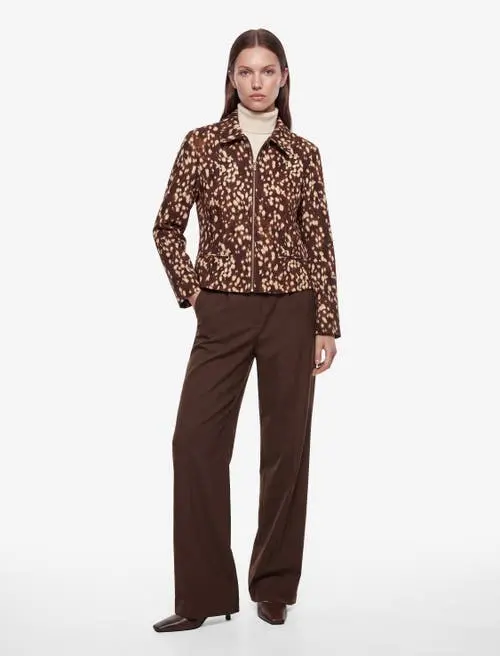 Koton High Rise Tailored Wide Leg Trousers With Pleat - Brown