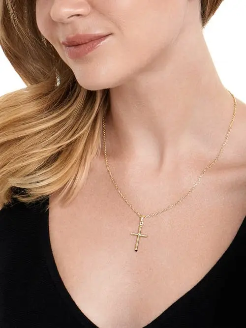 DEVATA Cross Tube Pendant With Cable Chain Necklace