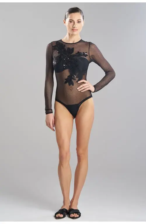 Natori Mesh Sequin Emblished Bodysuit
