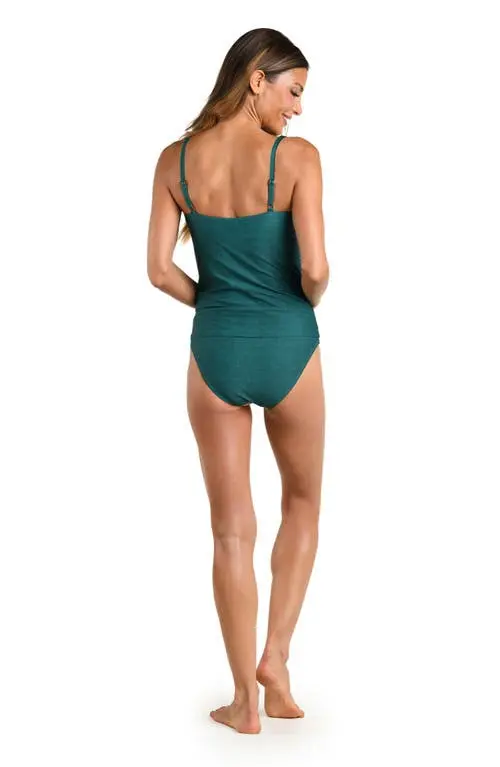 La Blanca Courtyard Palm Ruched Underwire Tankini Top