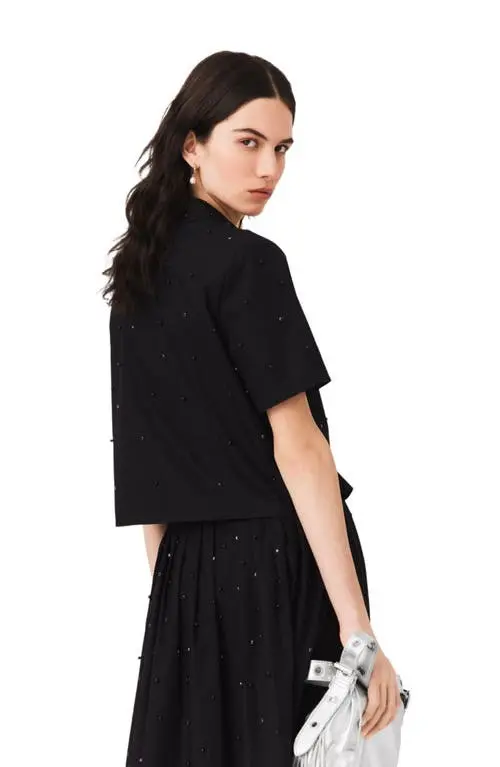 Maje Shirt With Rhinestones And Beads