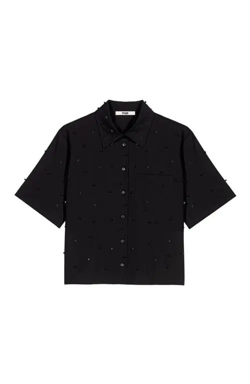 Maje Shirt With Rhinestones And Beads