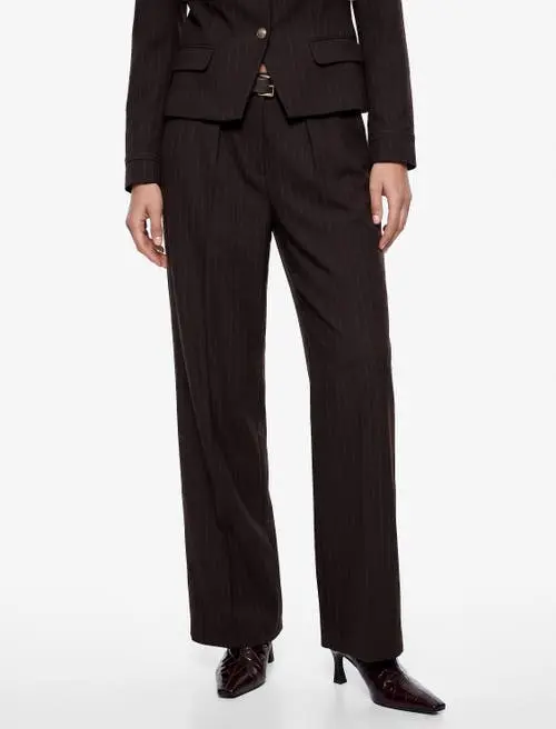 Koton High Rise Pleated Wide Leg Trousers With Belt