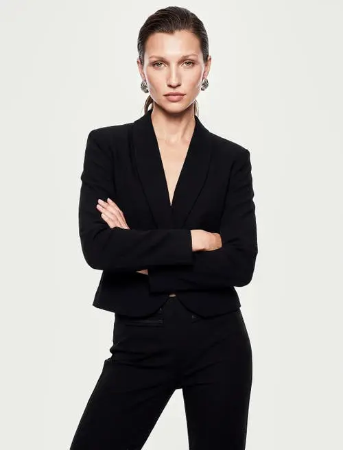 Koton Long Sleeve Shawl Collar Cropped Blazer Jacket