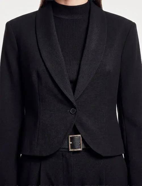 Koton Long Sleeve Shawl Collar Cropped Blazer Jacket