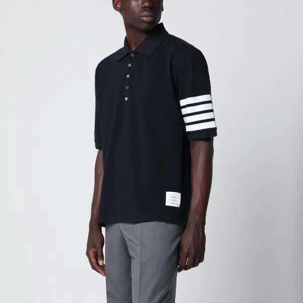 Thom Browne Navy Cotton Polo Shirt