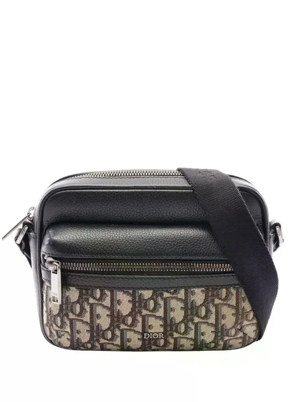 Dior 2000-2026 Mini Oblique Canvas And Leather Rider 2.0 Zip Messenger Bag Crossbody Bag - Black