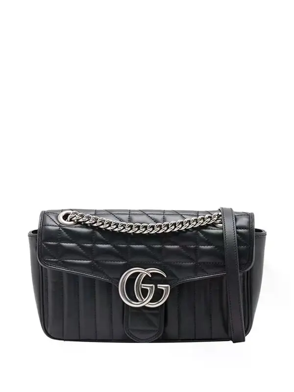 Gucci 2000-2015 Medium Gg Marmont Matelasse Calfskin Aria Shoulder Bag - Black