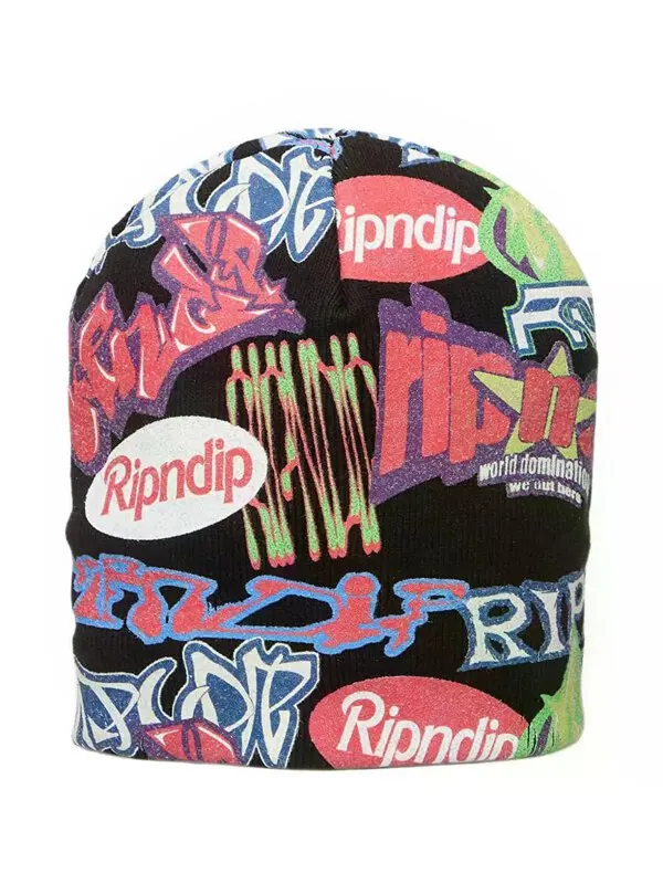 RIPNDIP Out Here Tour Graffiti-print Beanie Hat - Black