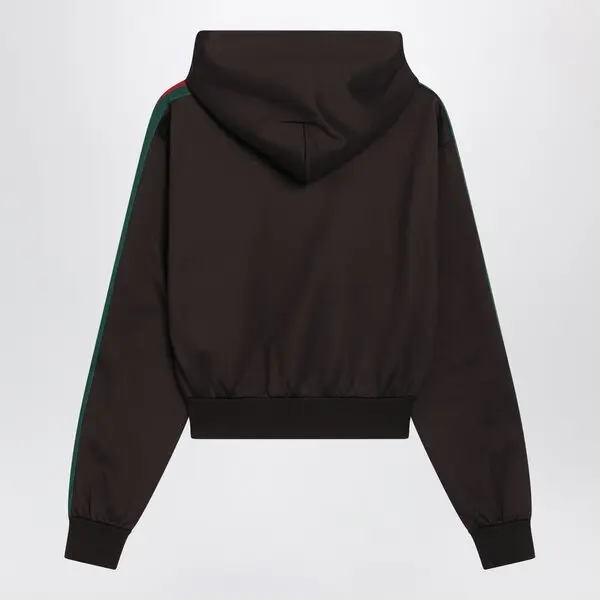 Gucci Deep Chocolate Cropped Sweatshirt In Stretch Jersey