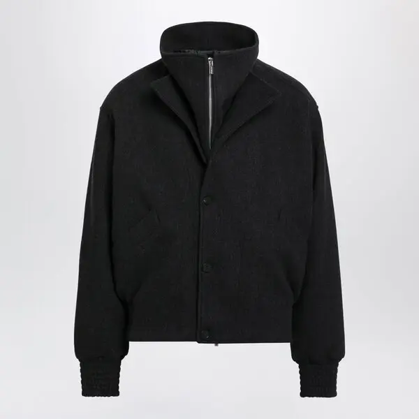 Jacquemus Dark Grey Bomber Jacket In Wool Blend