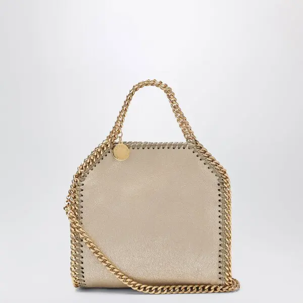 Stella McCartney Pyrite Micro Falabella Tote Bag With Metallic Finish - Silver