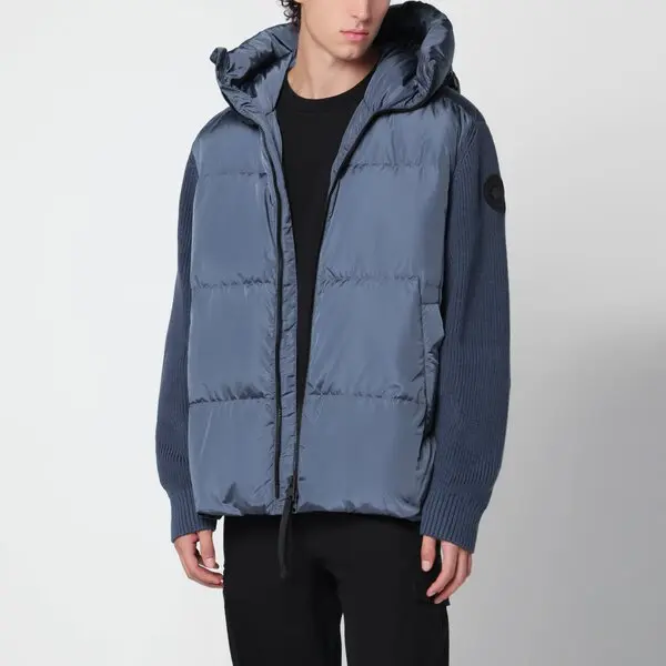 Canada Goose Grey- Down Jacket With Wool Sleeves