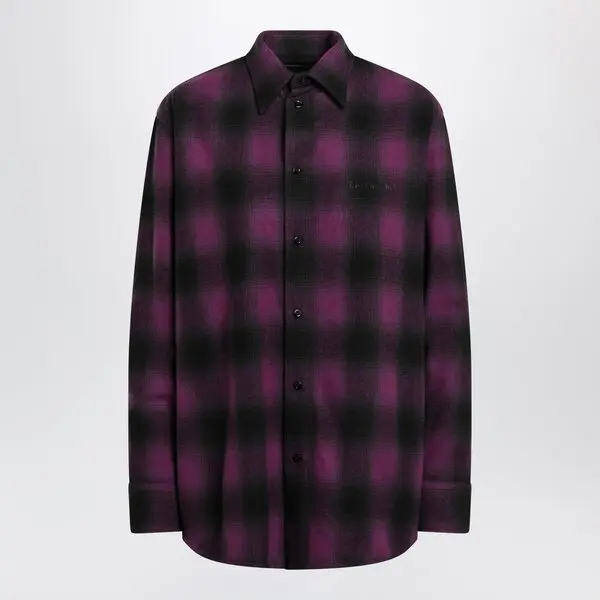 Balenciaga Purple/black Checked Shirt In Wool Blend
