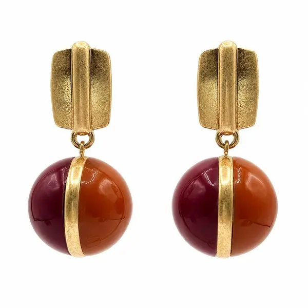 MICHAEL NASH JEWELRY Dina Tobacco And Burgundy Two Tone Drop Earrings - Brown