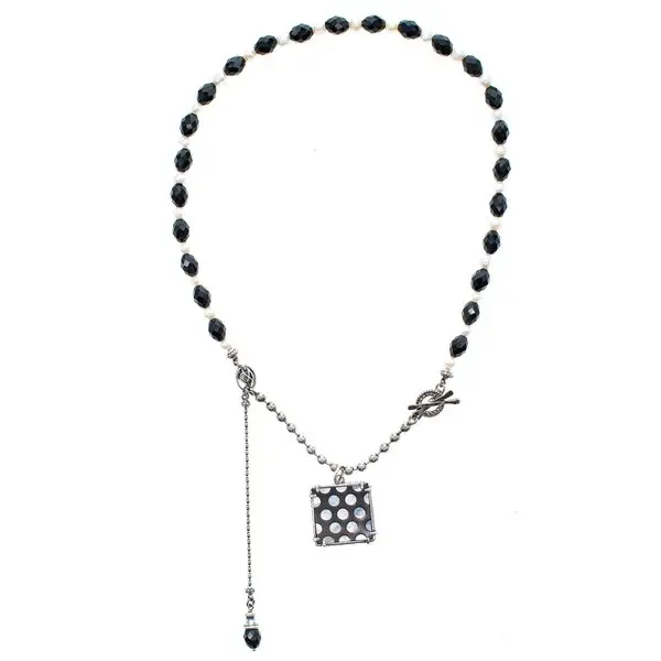 GEM KINGDOM And White Polka Dot Necklace