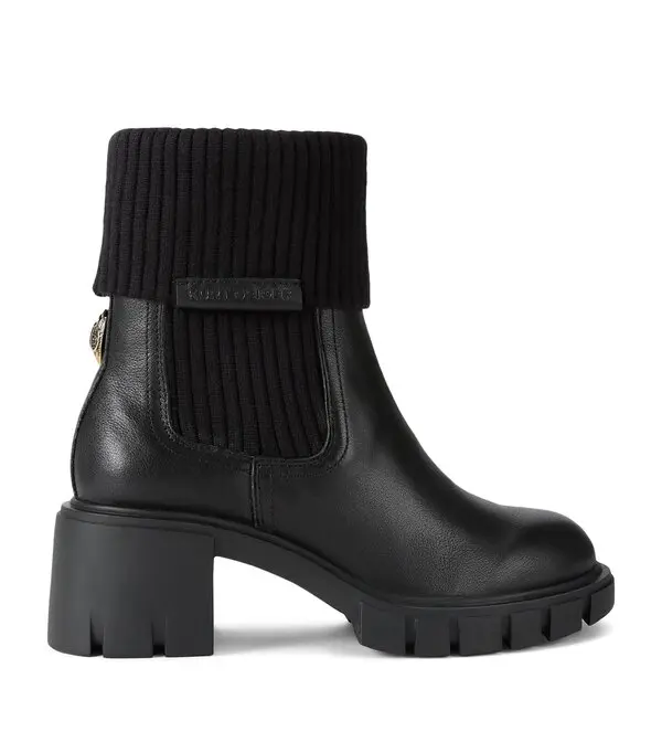 Kurt Geiger Leather Rib-trim Snug Ankle Boots
