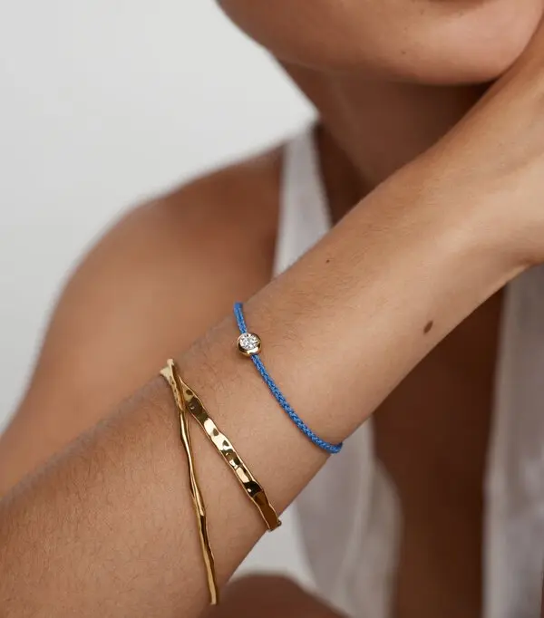 Monica Vinader Gold Vermeil And Diamond Cord Bracelet - Blue