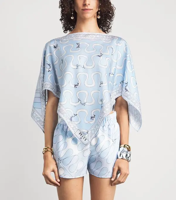 Emilio Pucci Silk Printed Cape