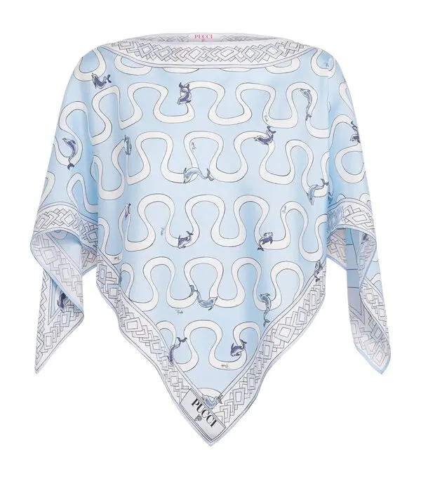 Emilio Pucci Silk Printed Cape - Blue