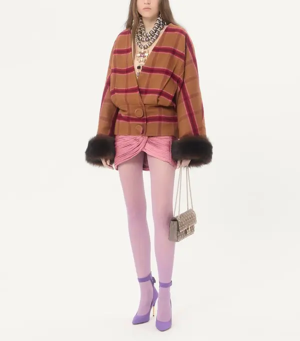 Valentino Garavani Wool Check Wrap Jacket