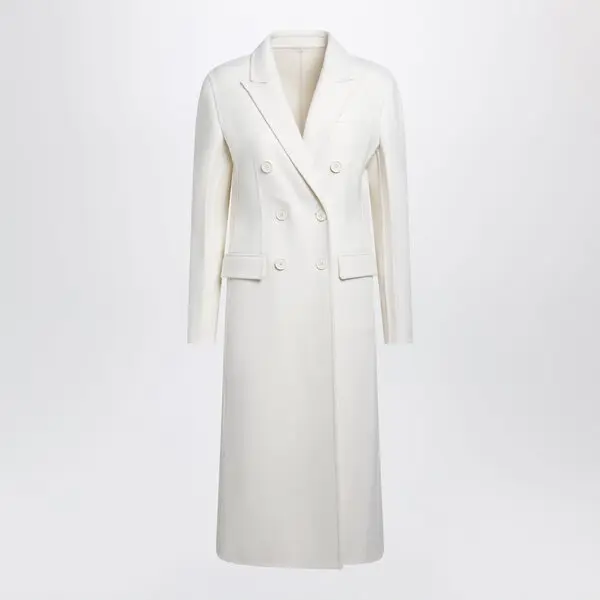 Fendi Wool Blend Ivory Double-breasted Coat - White