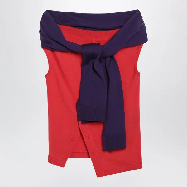 JW Anderson Off-the-shoulder Tank Top In Merino Wool - Red
