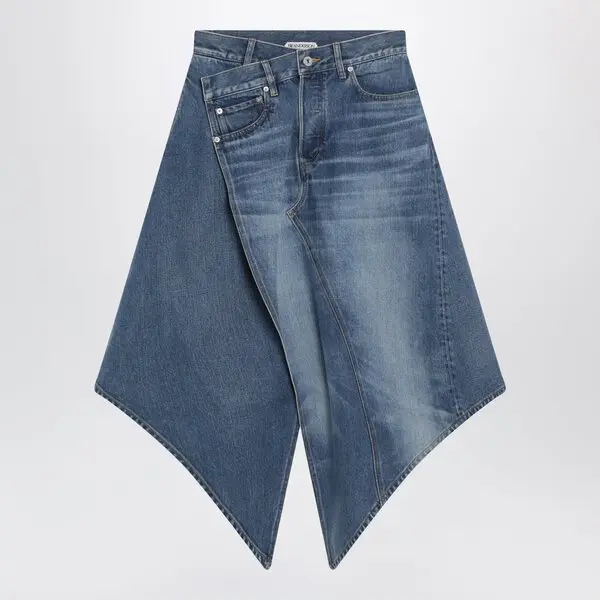 JW Anderson Asymmetric Skirt In Washed Denim - Blue