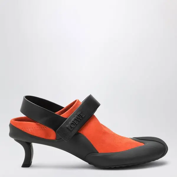 Loewe Saffron Yellow/black Dive Slingback Pumps In Suede - Yellow