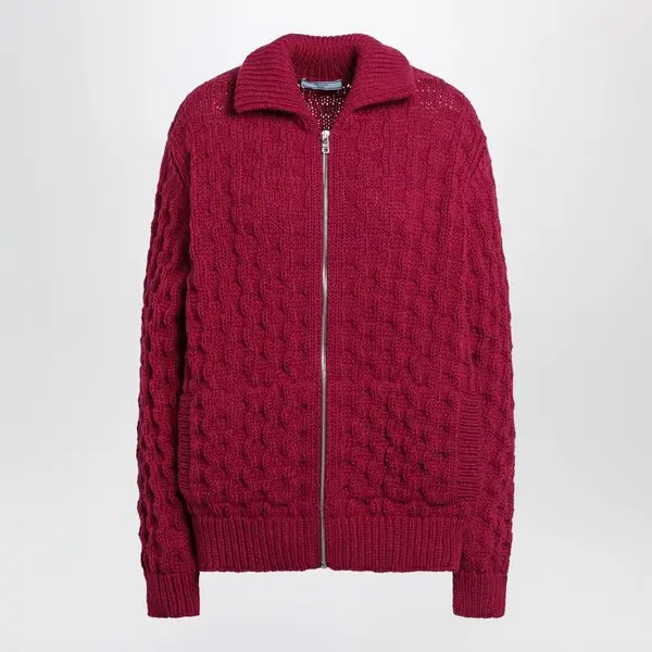 Prada Raspberry Virgin Wool Cardigan