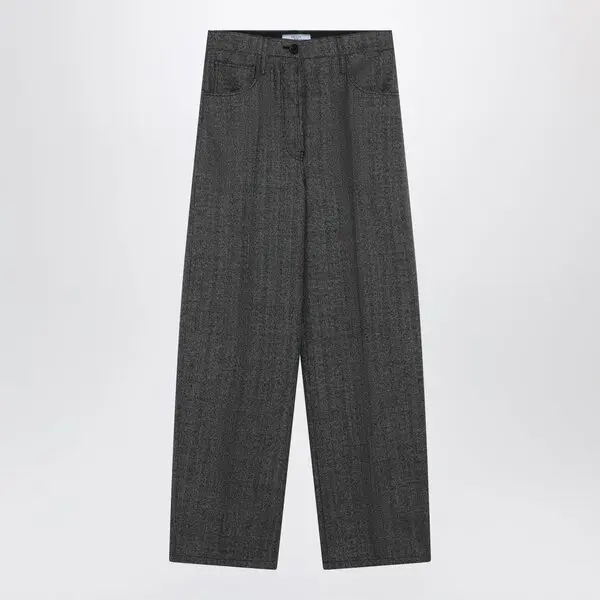 Prada Grey Tailored Wool Trousers - Black