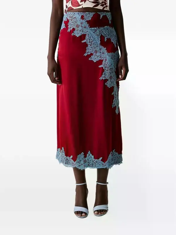 NEVER FULLY DRESSED Lace-appliqué Midi Skirt